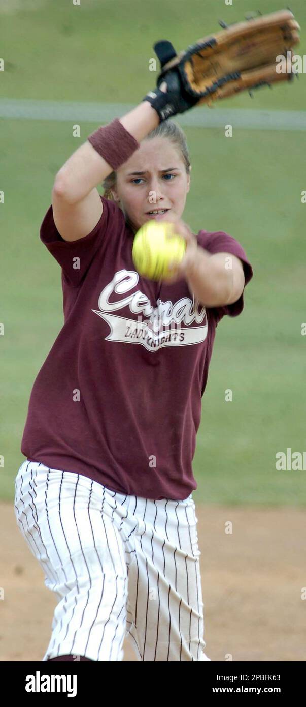 Wheeling Central's Brittany Derr delivers a pitch to a Buffalo hitter ...