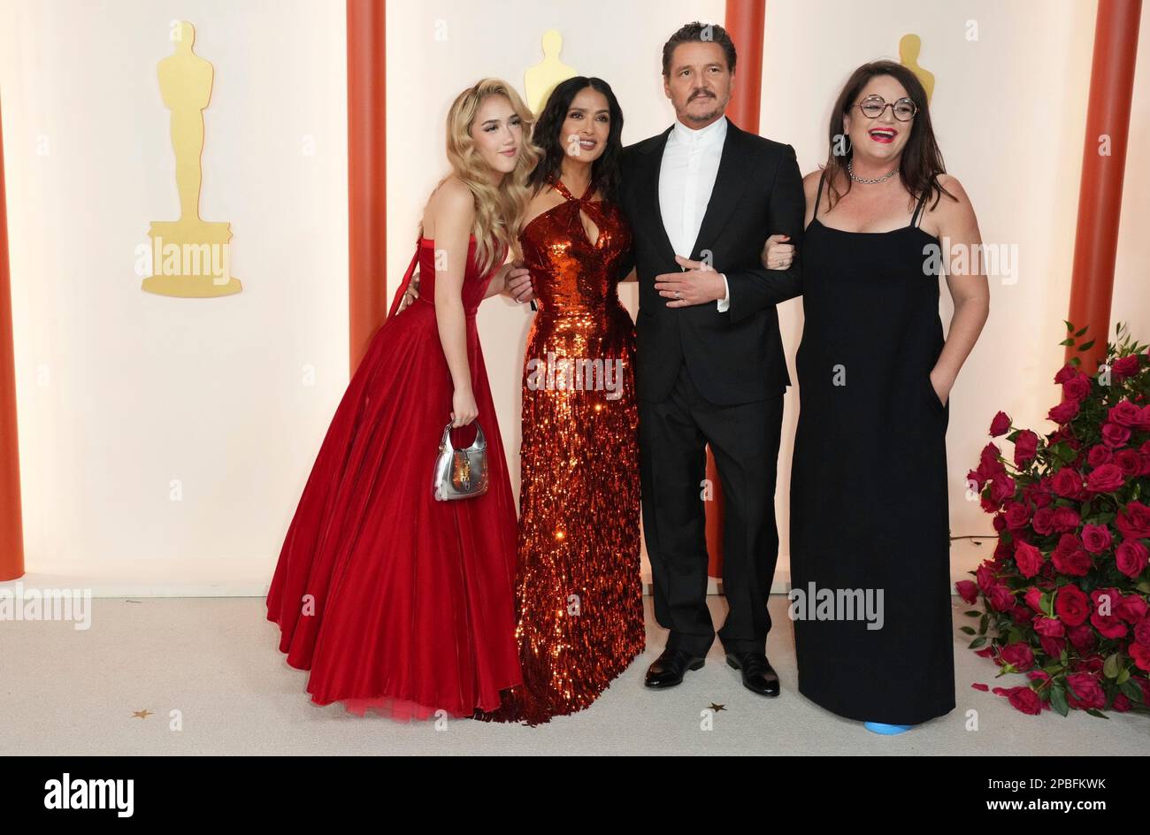 From left, Valentina Paloma Pinault, Salma Hayek, Pedro Pascal and ...