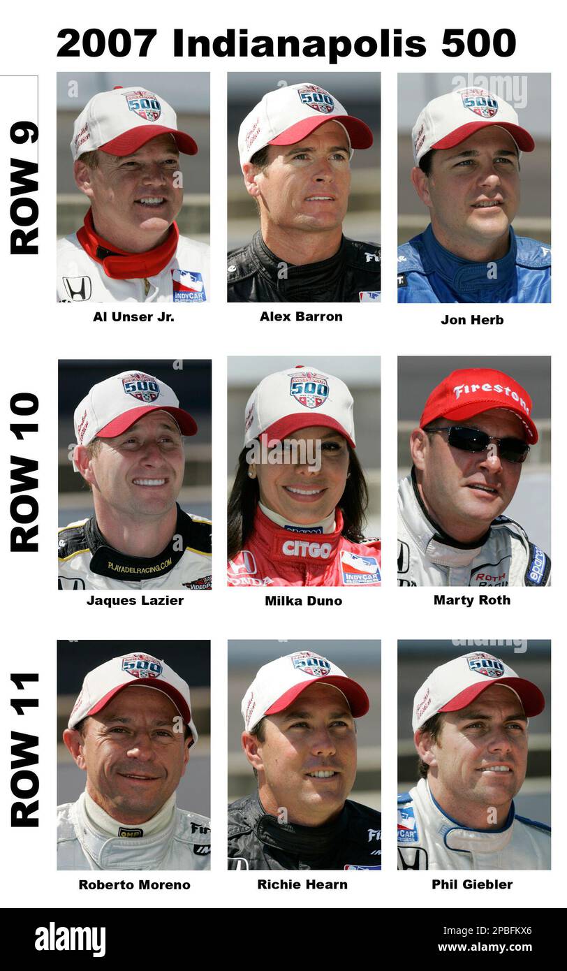 This combination photo shows the provisional lineup for the Sunday, May ...