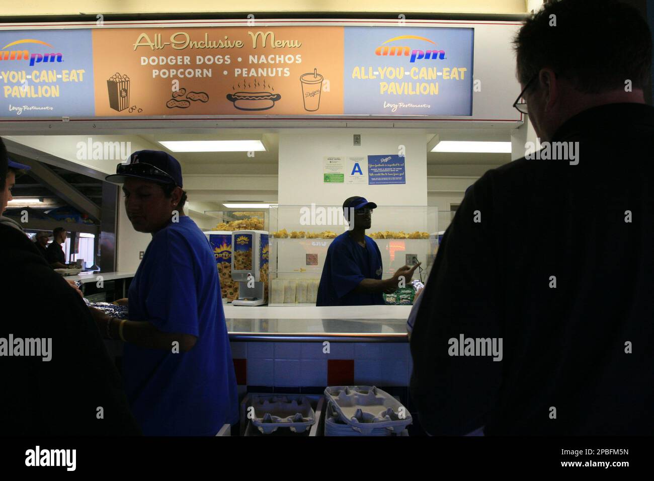 The all-you-can-eat food stand is shown during the Los Angeles Dodgers ...