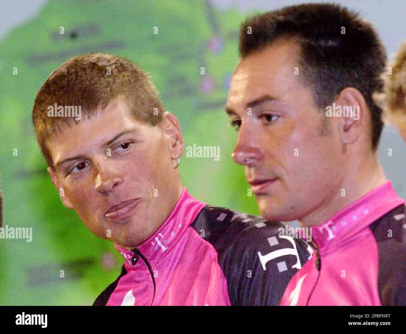 ** FILE ** Erik Zabel, right, and his teammate Jan Ullrich, cyclists of ...