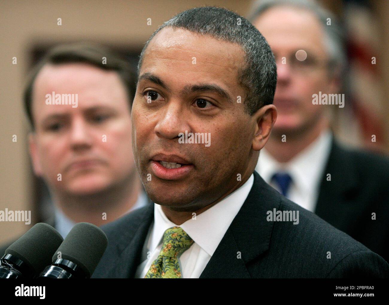 Massachusetts Gov. Deval Patrick addresses an audience at Attleboro ...