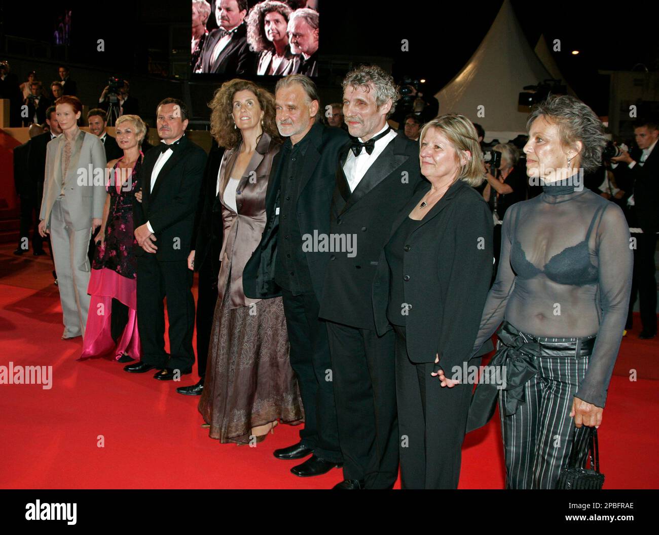 British actress Tilda Swinton, left, Czech actor Miroslav Krobot, third ...