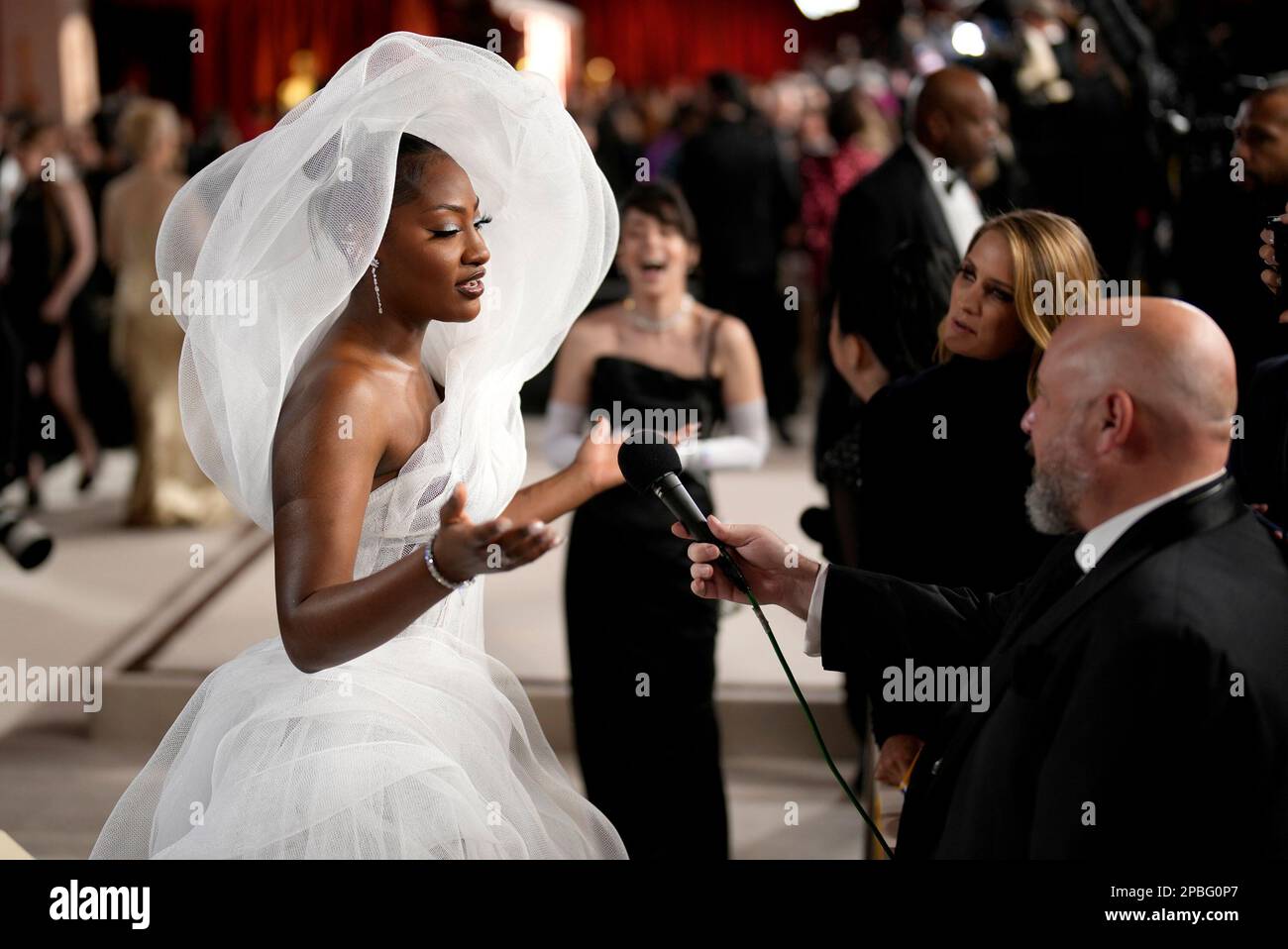 Tems arrives at the Oscars on Sunday, March 12, 2023, at the Dolby ...