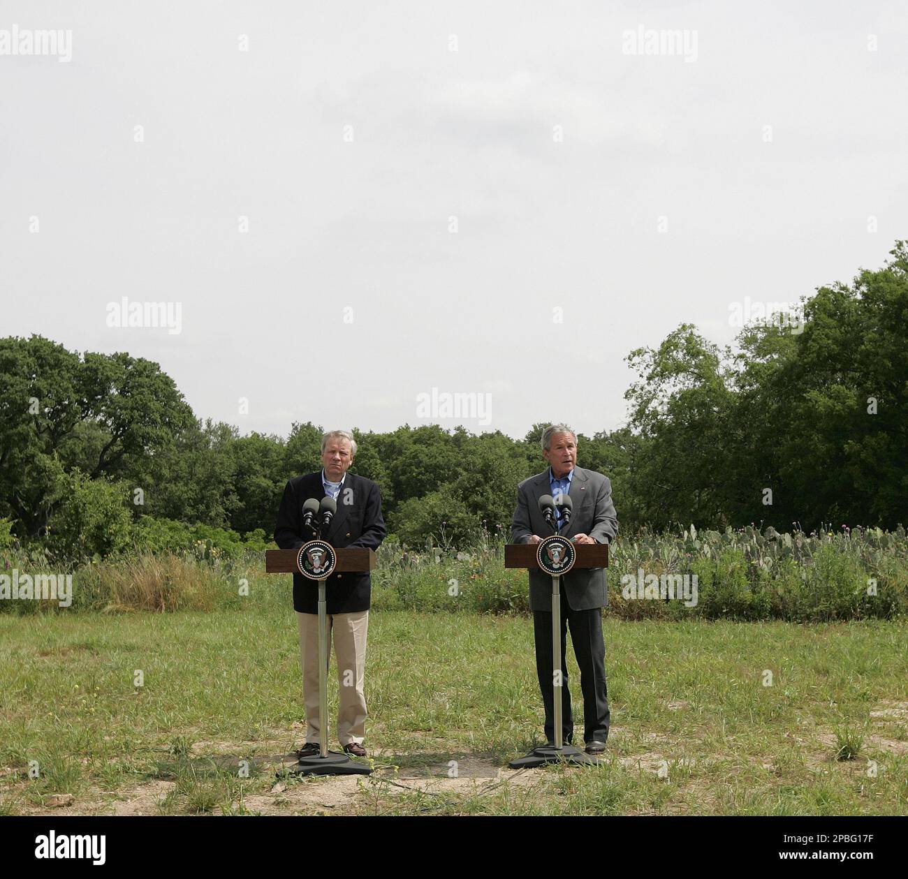 President Bush, right, and NATO Secretary General Jaap de Hoop Scheffer ...