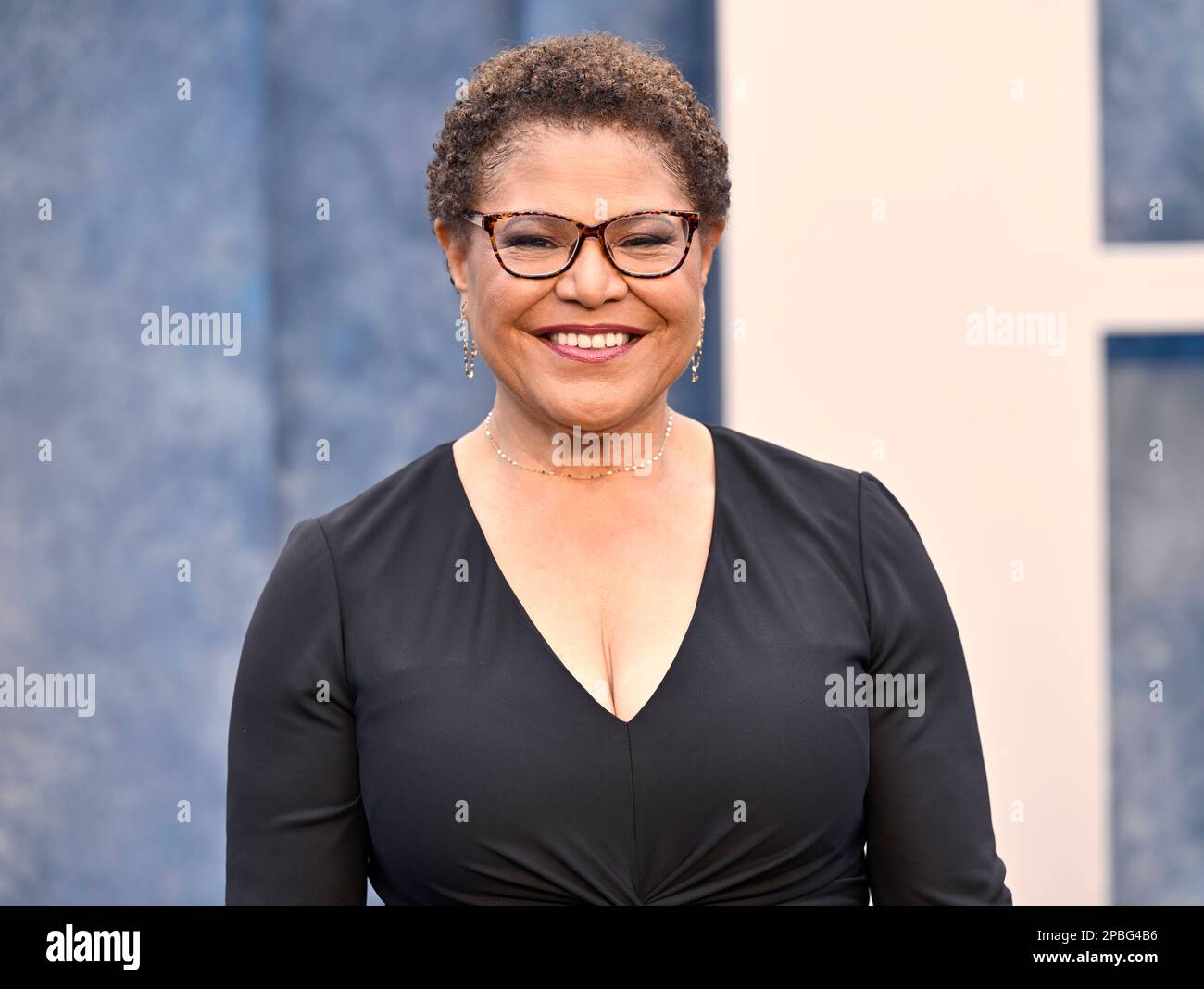Karen Bass arrives at the Vanity Fair Oscar Party on Sunday, March 12 ...