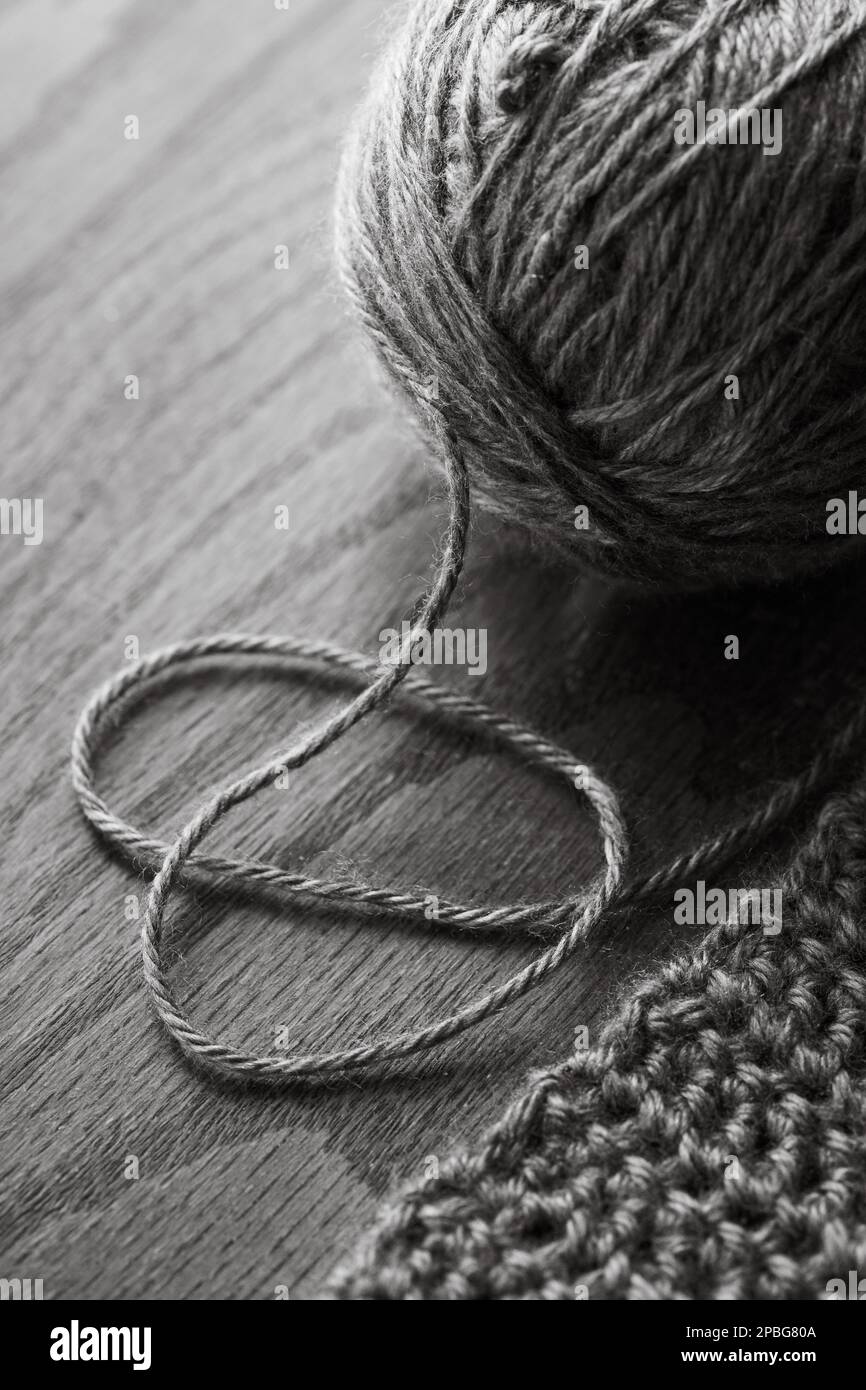 Knitting Yarn B&W Stock Photo - Alamy