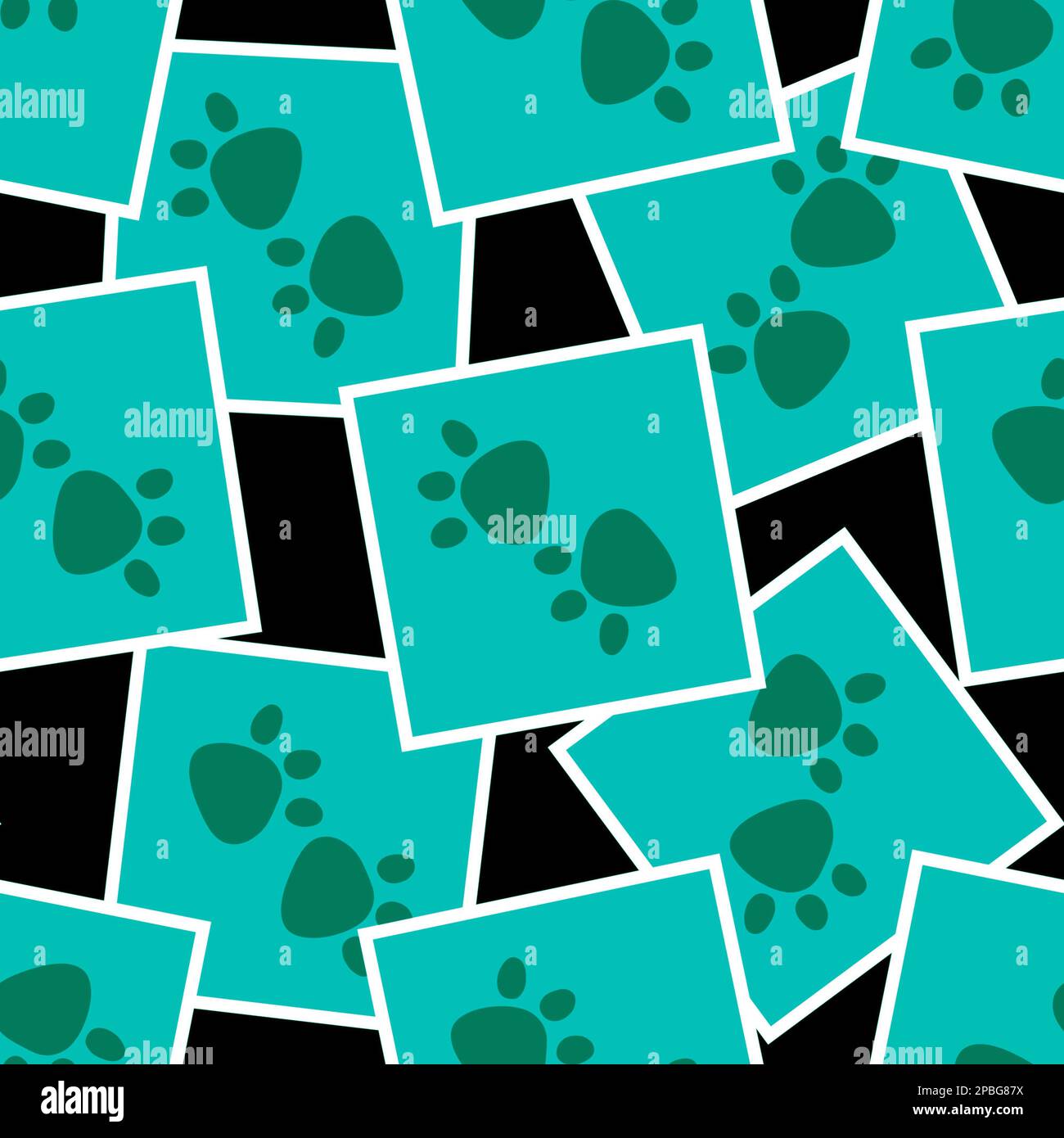 Cartoon animals seamless footprints dig and cat and polka dots and ...