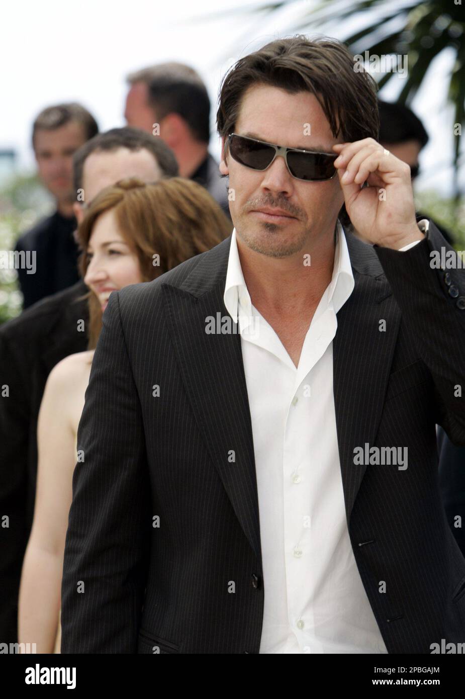 American actor Josh Brolin walks with the rest of the cast to a photo ...