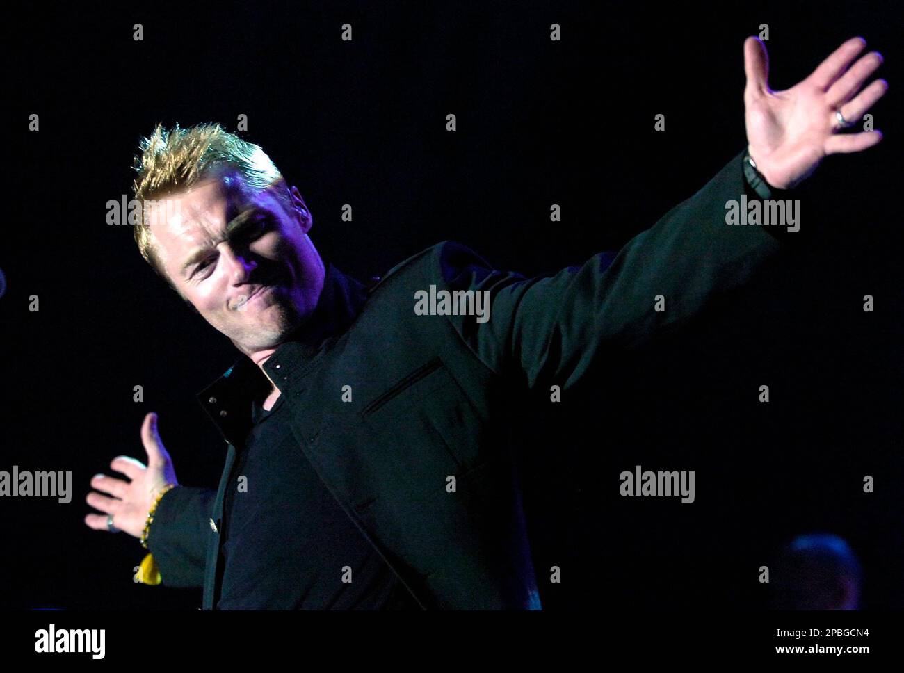 Irish pop singer Ronan Keating performs on stage during a concert of ...