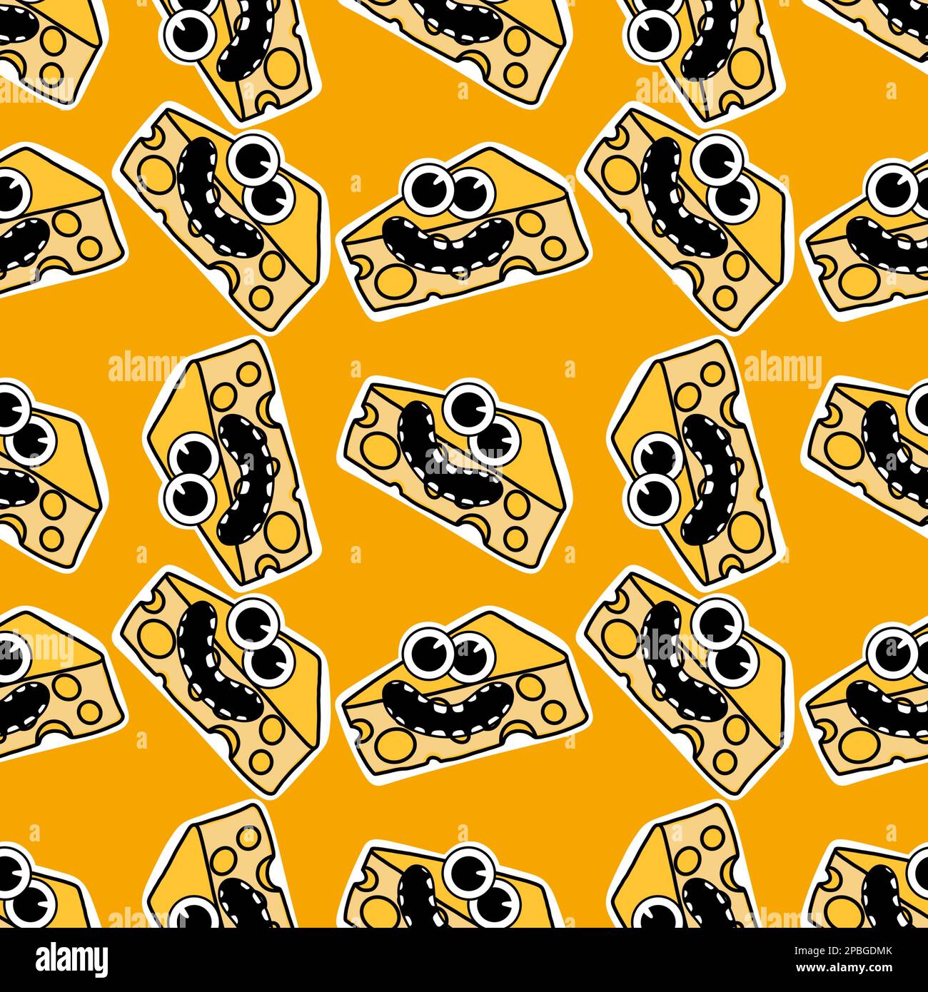 Cartoon cheese seamless funny monsters pattern for wrapping paper and ...
