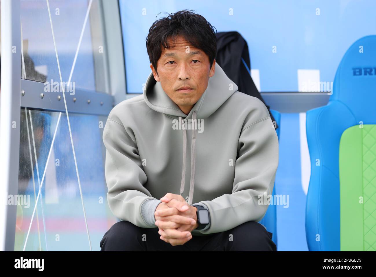 Lemongas Stadium Hiratsuka, Kanagawa, Japan. 12th Mar, 2023. Satoshi Yamaguchi Head Coach ...