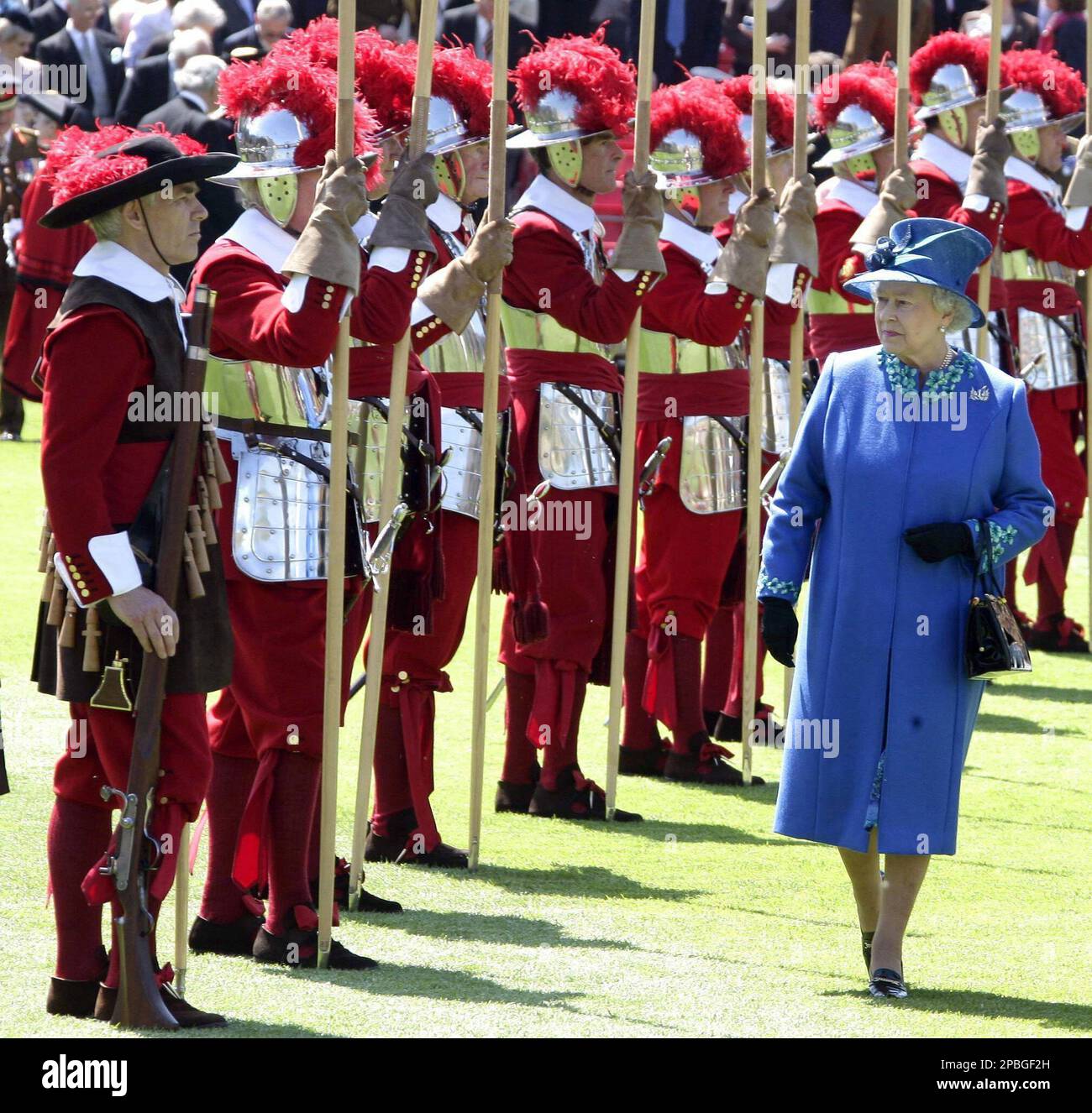 Britain's Queen Elizabeth II inspects soldiers of the 470-year-old ...