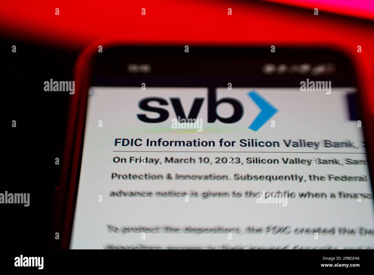 Kaunas, Lithuania - 2023 March 12: Silicon Valley Bank logo in red ...