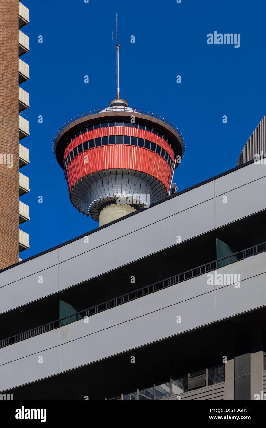 Calgary Tower from a low angle and perspective Stock Photo - Alamy