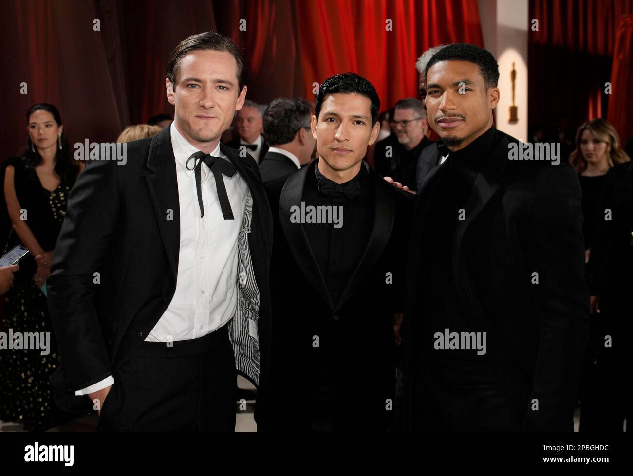 Lewis Pullman, from left, Danny Ramirez and Greg Tarzan Davis arrive at ...