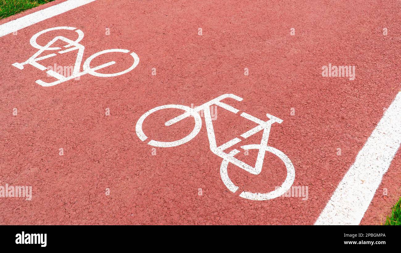 Bicycle road. Bike path. Bicycle lane. Road for bicycles. Net zero ...
