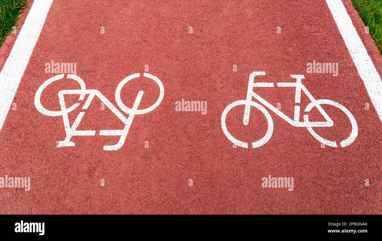 Bicycle road. Bike path. Bicycle lane. Road for bicycles. Net zero ...