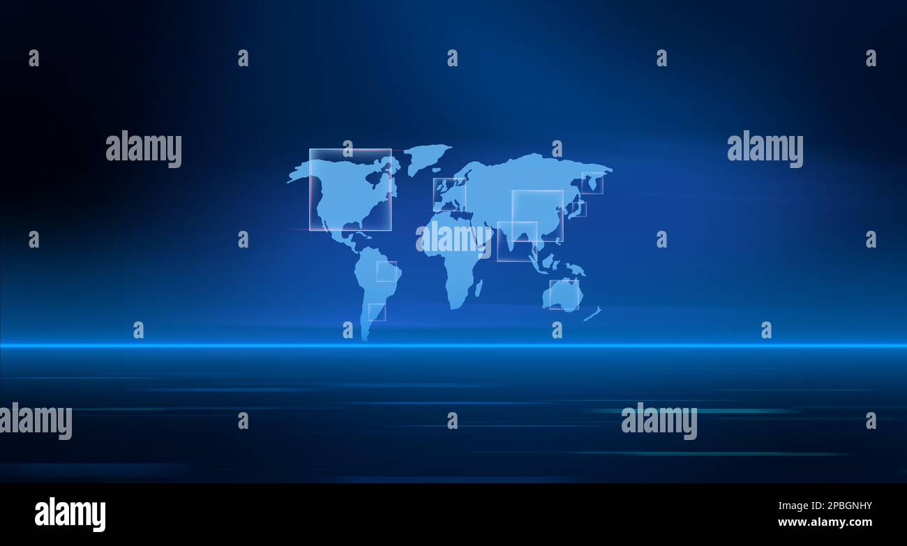 Graphical world map with big squares, business and trading concept. 3d ...