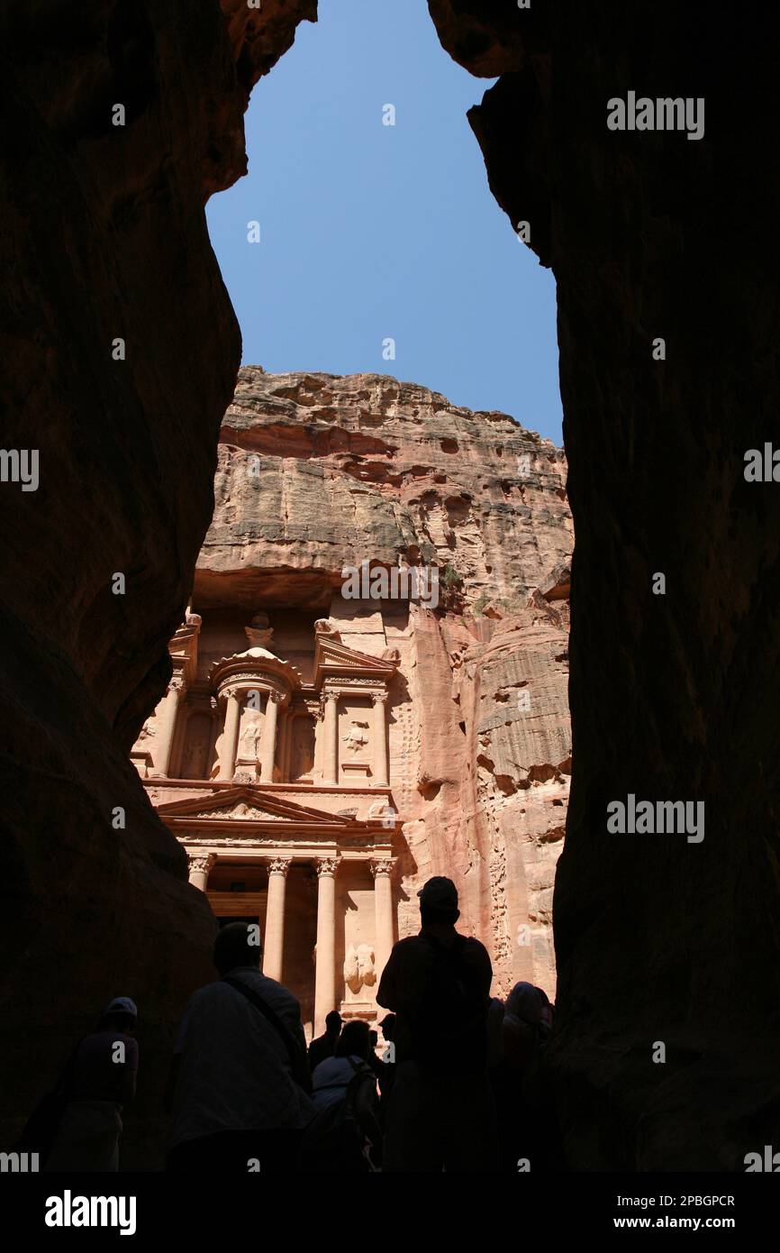 The Treasury, al-Khazneh in Arabic, the famous Petra monument that is ...