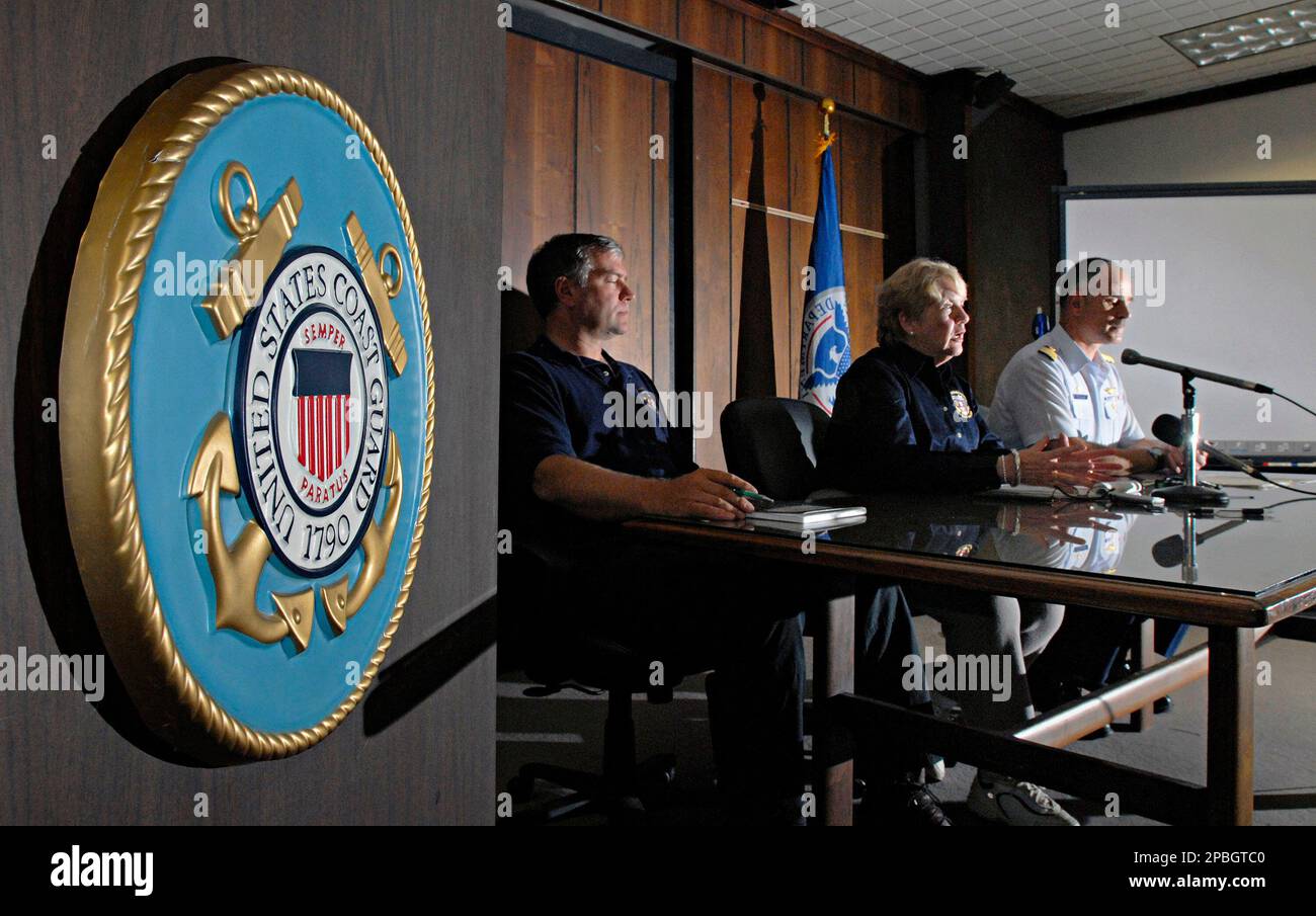 National Transportation Safety Board member Kitty Higgins, center, flanked by Brian Curtis, NTSB ...