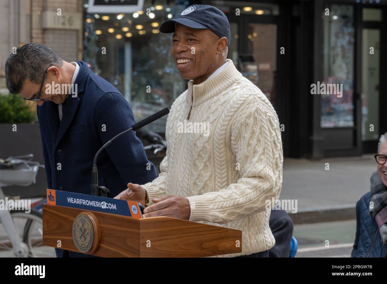 NEW YORK, NEW YORK MARCH 12: New York City Mayor Eric Adams speaks at a ...