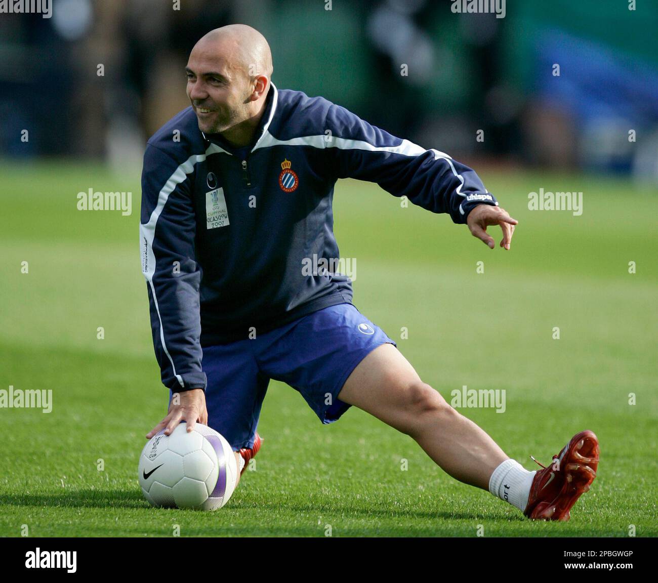 Espanyol's Ivan De La Pena smiles during a training session at Hampden ...