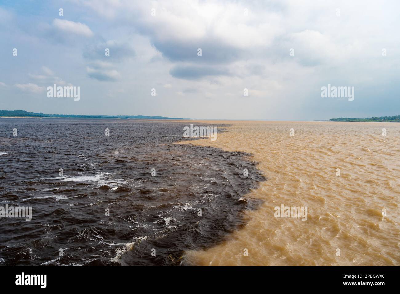 nature waterscape of amazon and rio negro rivers, brazil. photo of ...