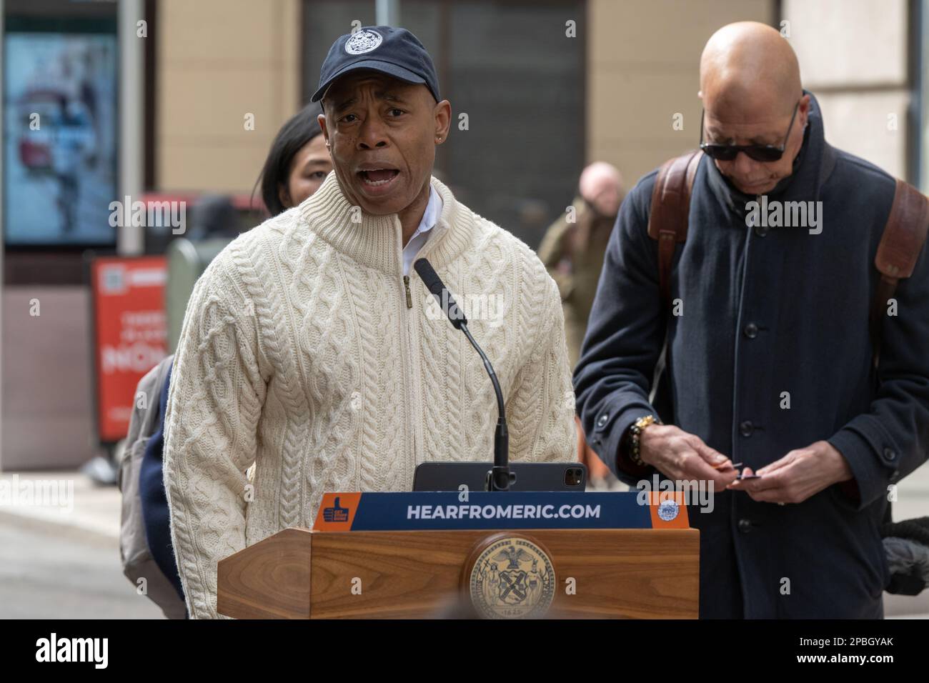NEW YORK, NEW YORK MARCH 12: New York City Mayor Eric Adams speaks at a ...