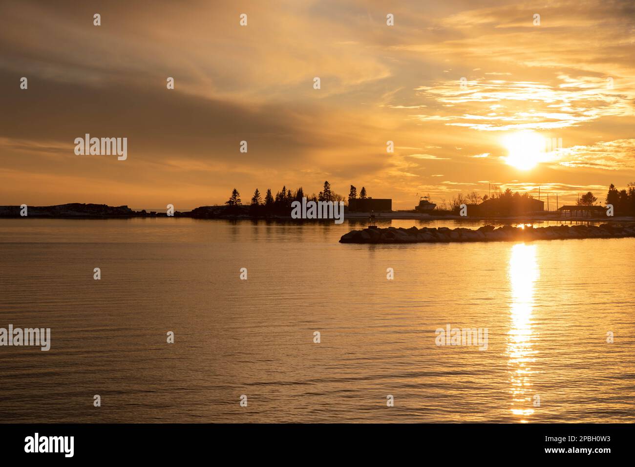 A beautiful sunset on Lake Superior in Grand Marais Minnesota ...