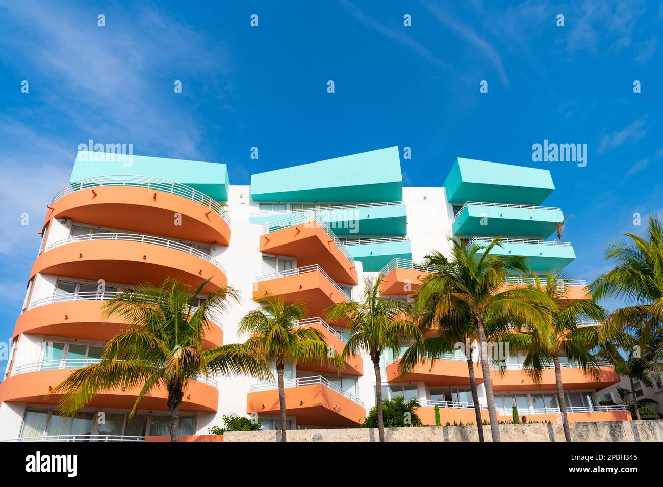 building facade architecture with palm trees. building facade ...