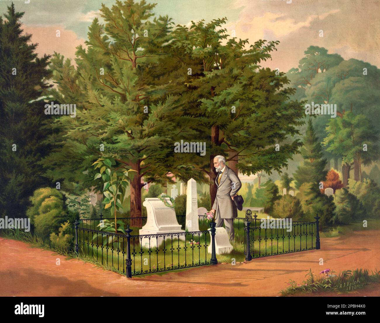 The General ROBERT E. LEE ( 1807 - 1870 ) of Confederate Army .Lithograph ( 1872 ) portrait ...