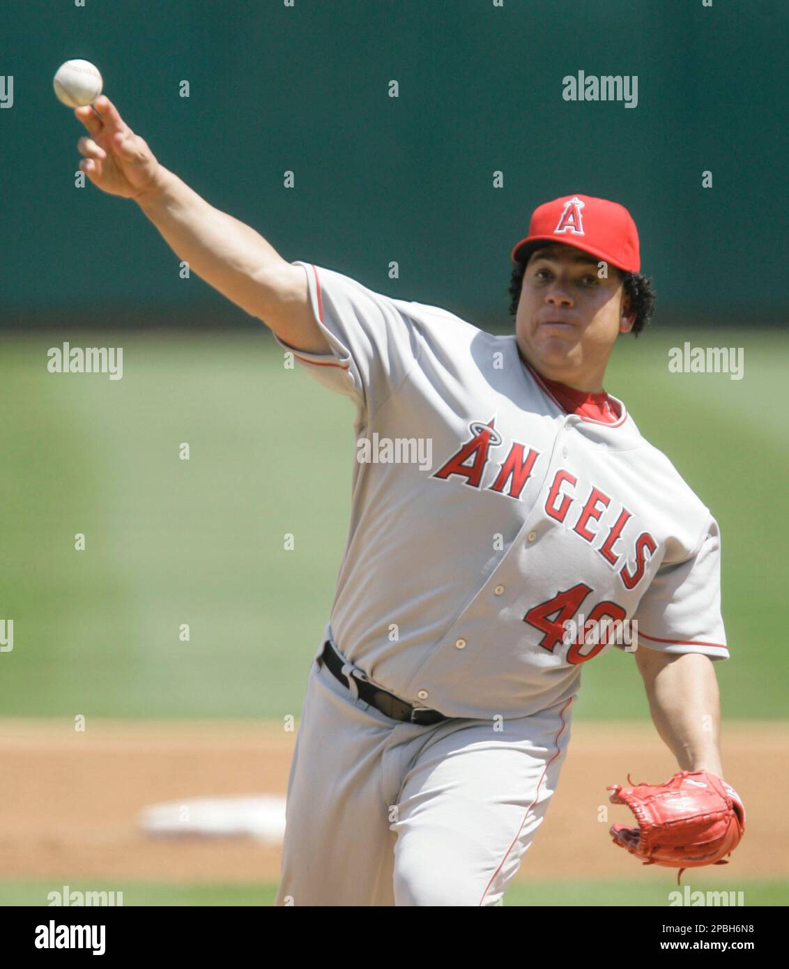 Los Angeles Angels pitcher Bartolo Colon pitches in the first inning of ...