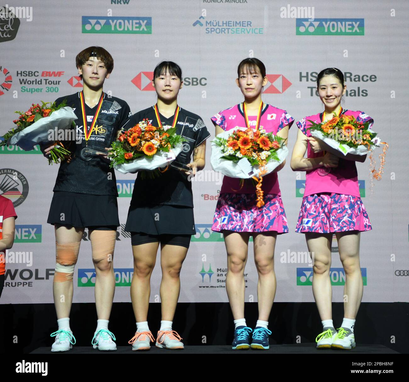 Muelheim, Germany. 12th Mar, 2023. Baek Ha Na (2nd L)/Lee So Hee (1st L) of South Korea and ...