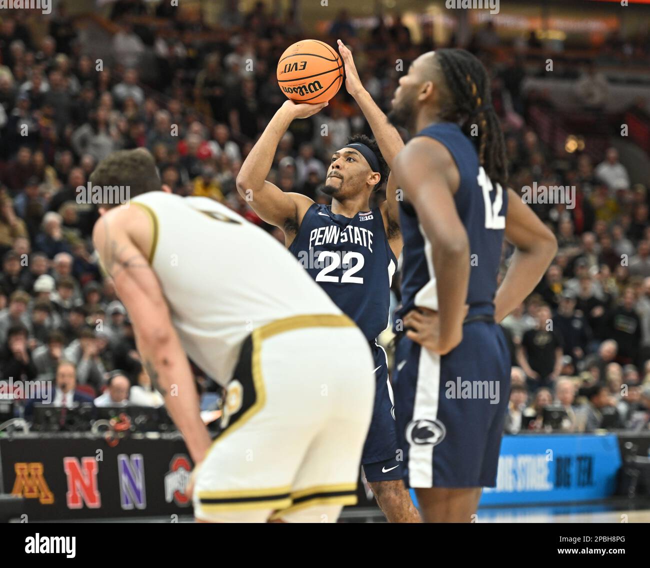 Chicago, Illinois, USA. 12th Mar, 2023. Penn State Nittany Lions guard ...