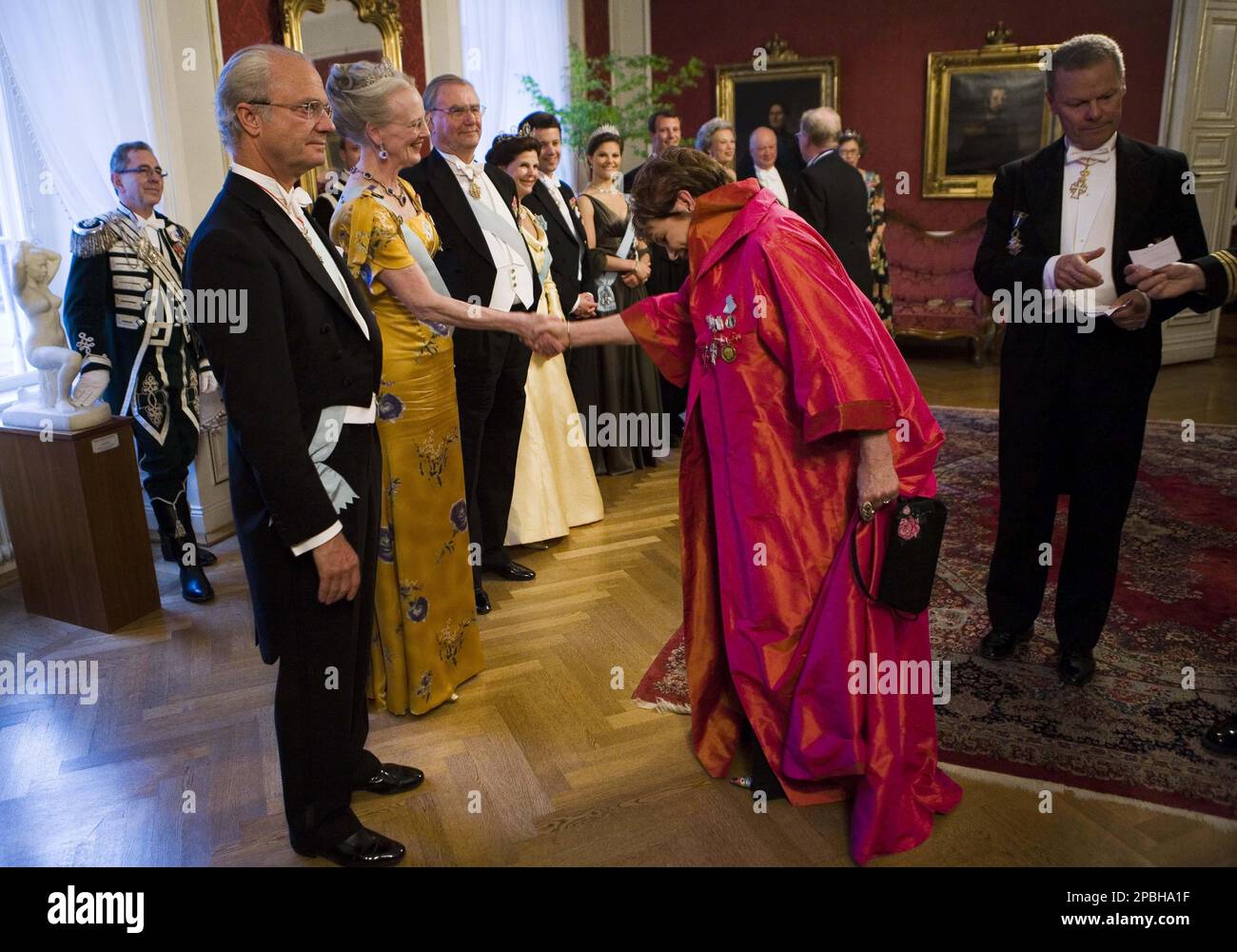 Denmark's Queen Margrethe greets Danish actress Ghita Noerby before a ...