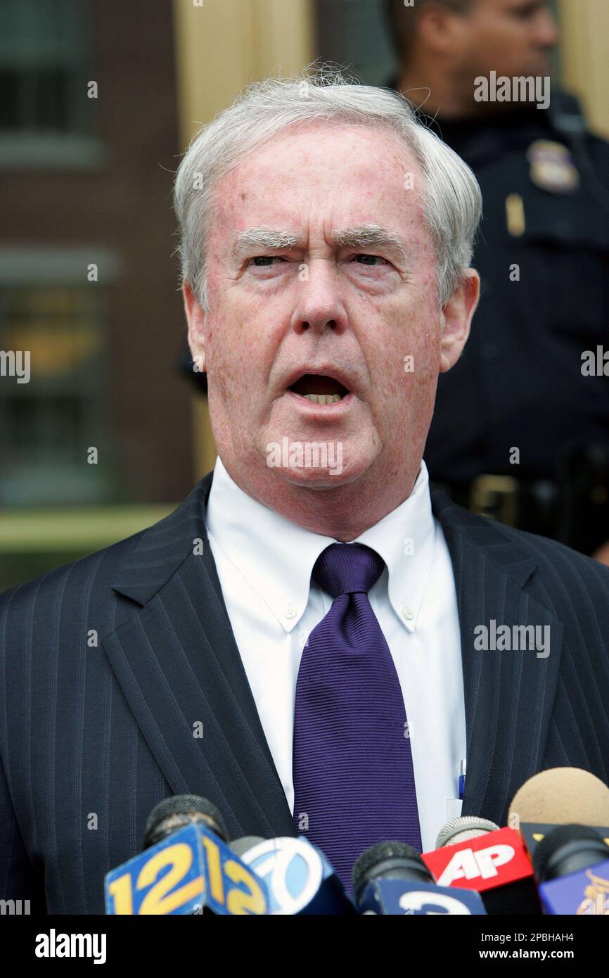 Defense attorney Michael Riley speaks outside the Mitchell H. Cohen ...