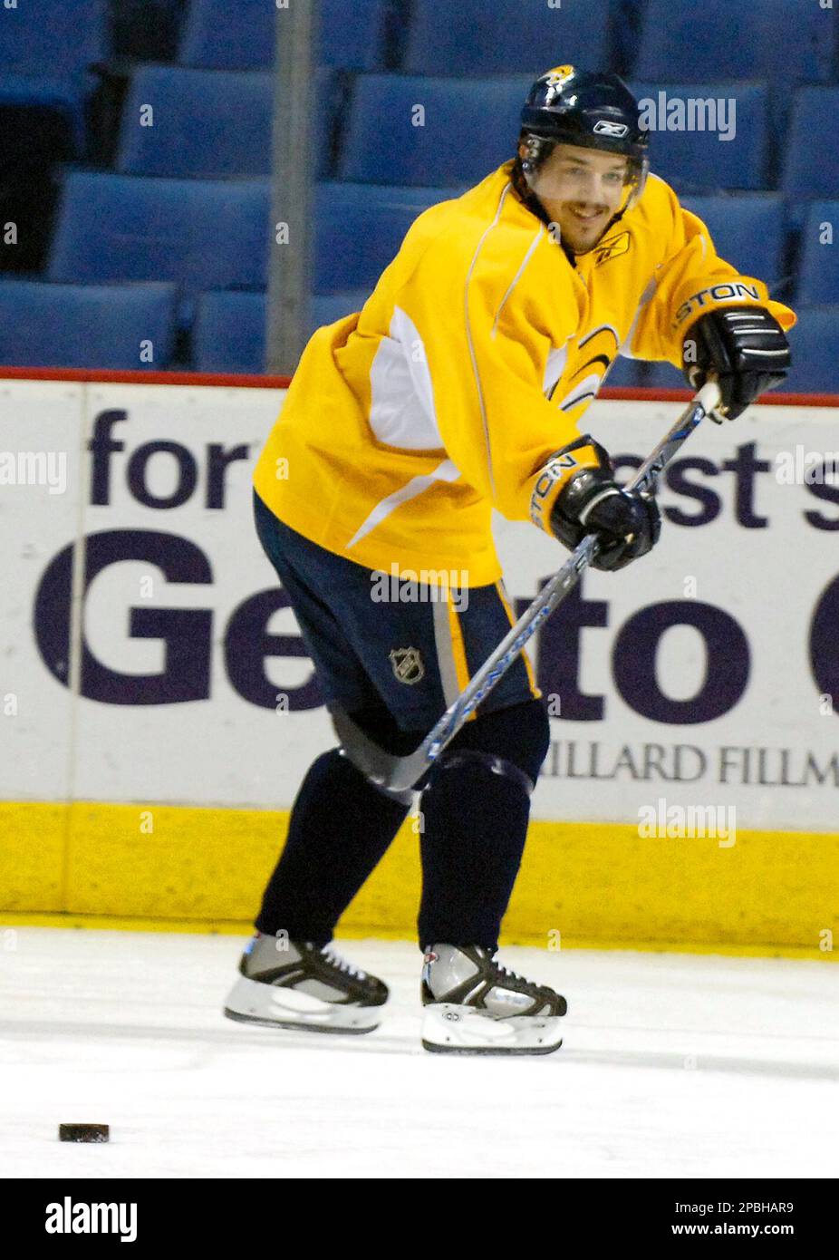 Buffalo Sabres center Daniel Briere passes a puck during hockey ...