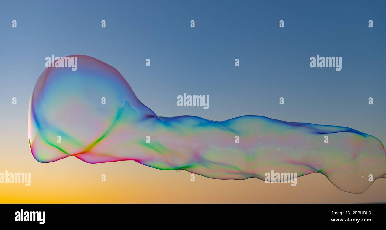 big transparent bubble sphere in sky. bubble blow sphere in sky. bubble ...