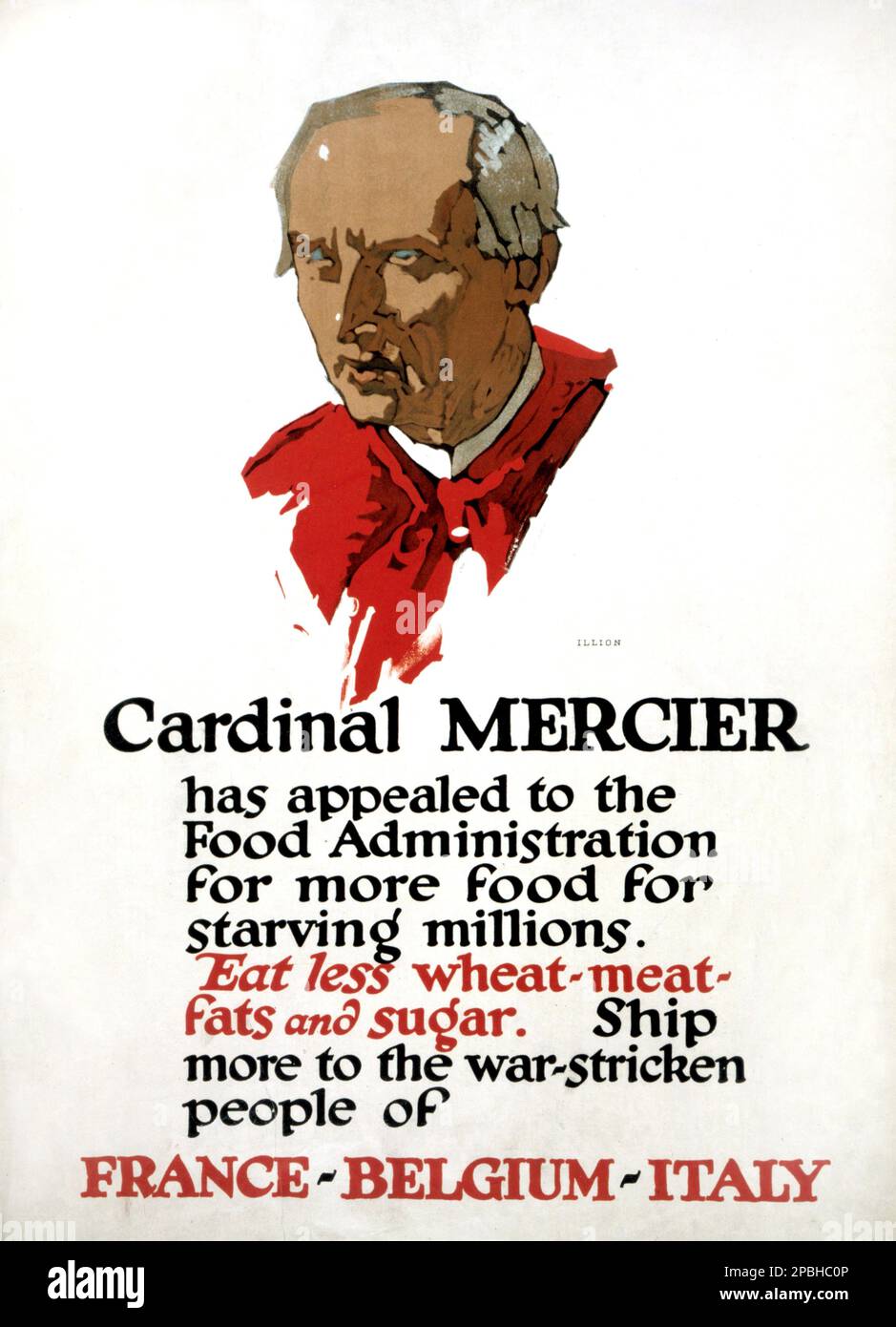 1917 , USA : American militarian poster for Cardinal Mercier appeal to ...