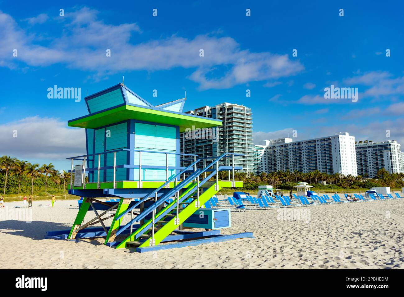 blue lifeguard at miami beach vacation. photo of lifeguard at miami ...
