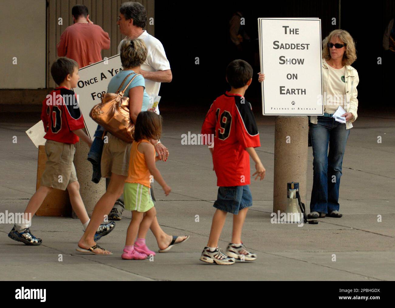 Members of group P.E.T.A. protest outside the Hartford Civic Center on ...