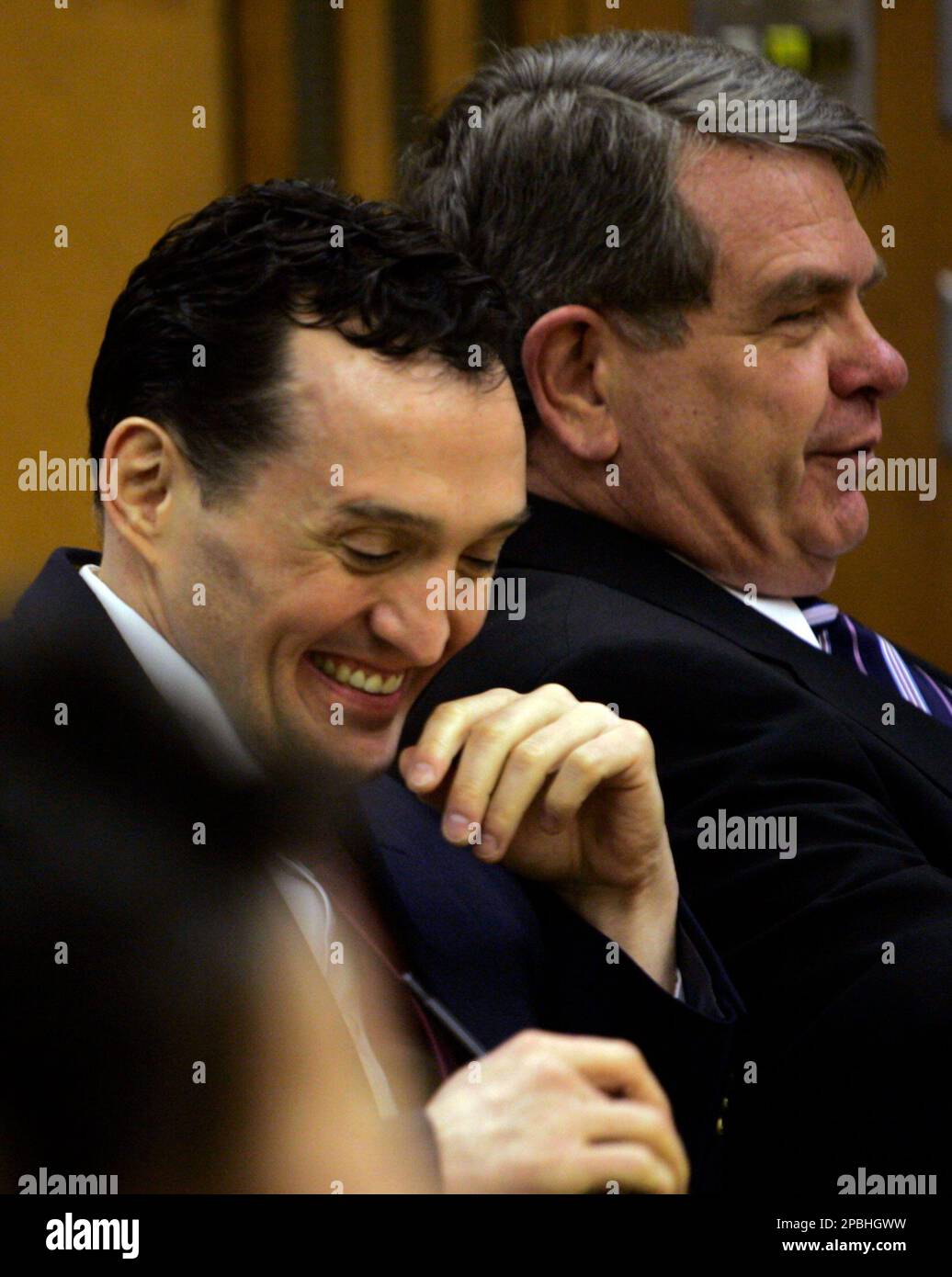 Ronald Bruce Bigger, left, laughs with his defense attorney Harold ...