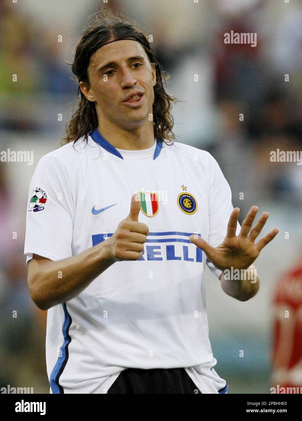 Inter Milan's Hernan Crespo of Argentina reacts during the Italy's Cup ...