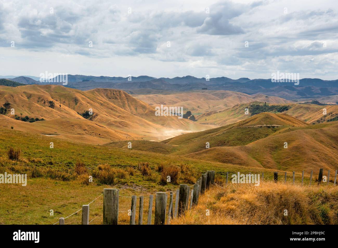 Massive rural remote farm settlement and ranch on the hills and valley ...