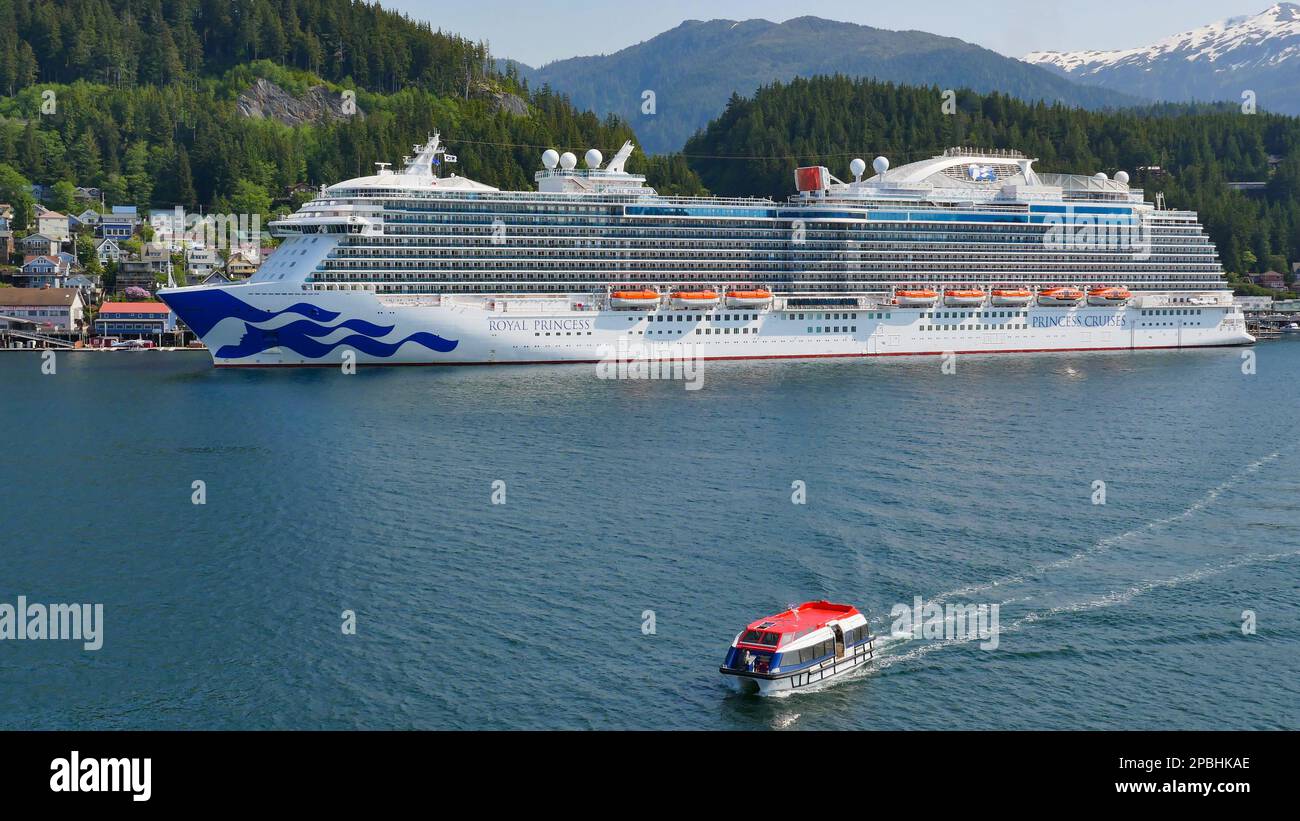 Ketchikan, Alaska USA - May 27, 2019: cruise ferry liner with lifeboat ...