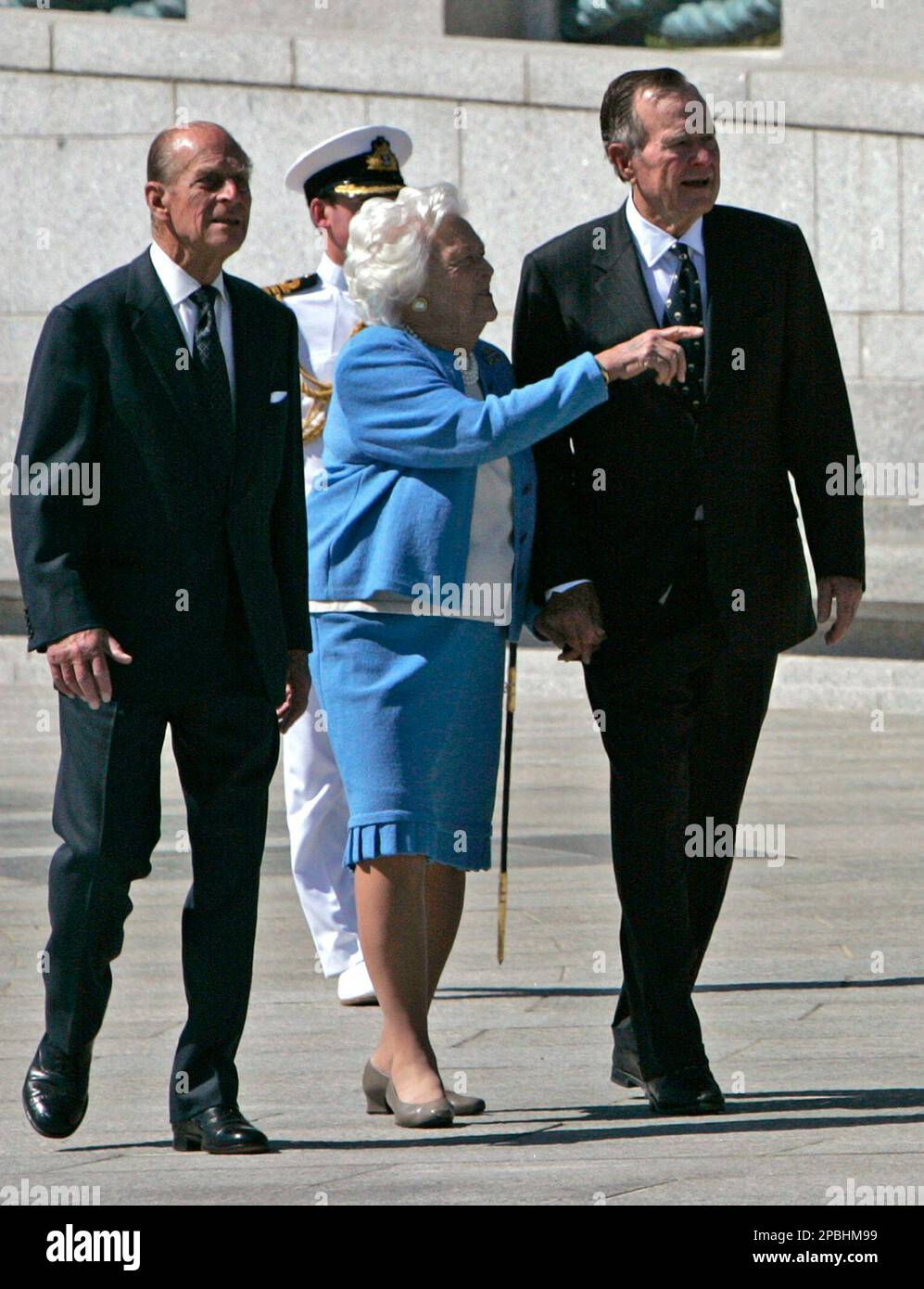Prince Philip, left, and former President Bush and his wife Barbara ...