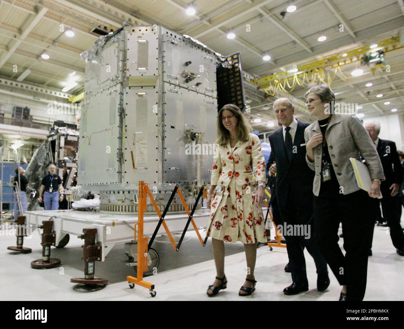 Prince Philip, center, is given a tour of the NASA's Goddard Space ...