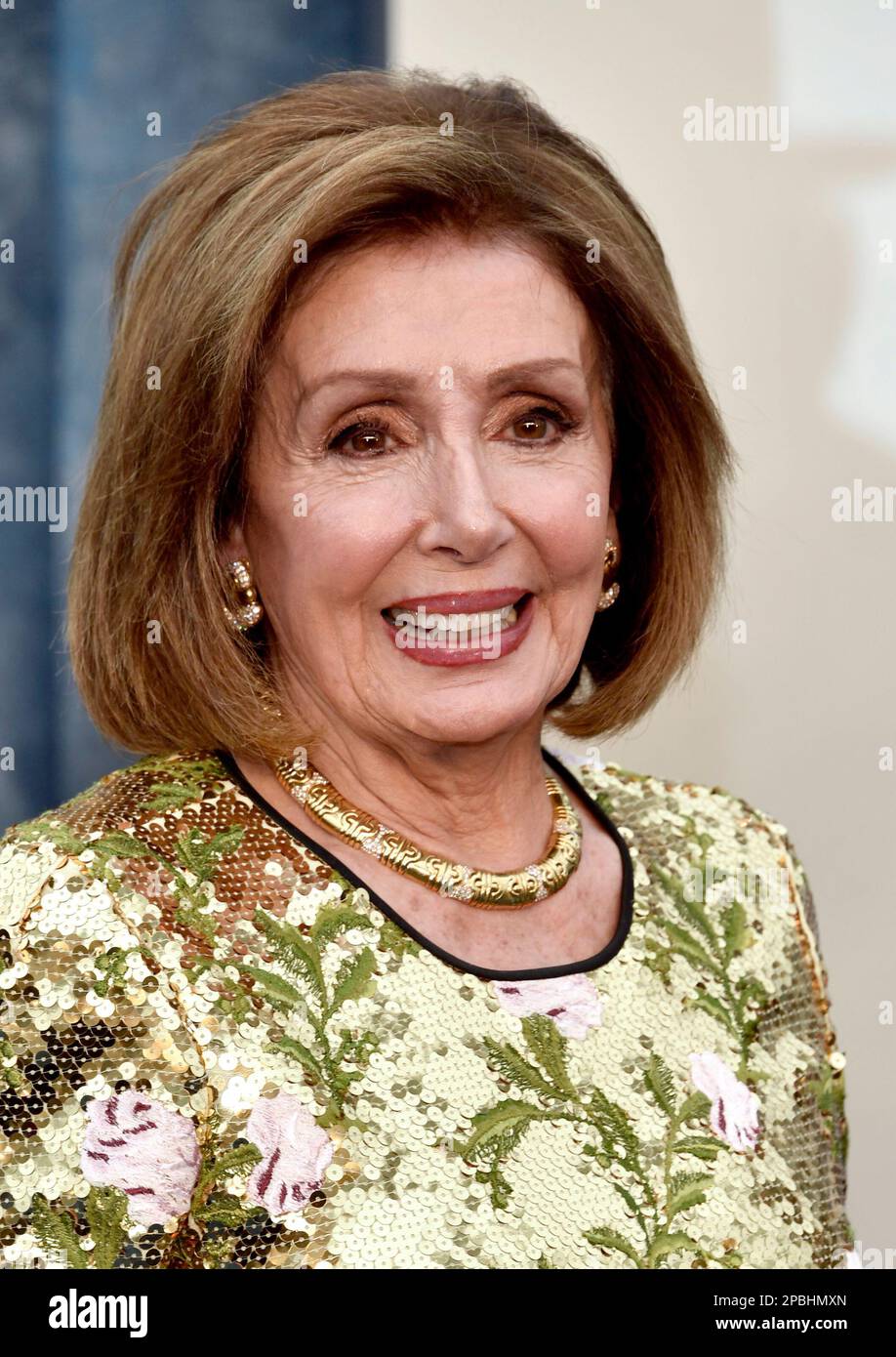 Nancy Pelosi arrives at the Vanity Fair Oscar Party on Sunday, March 12 ...