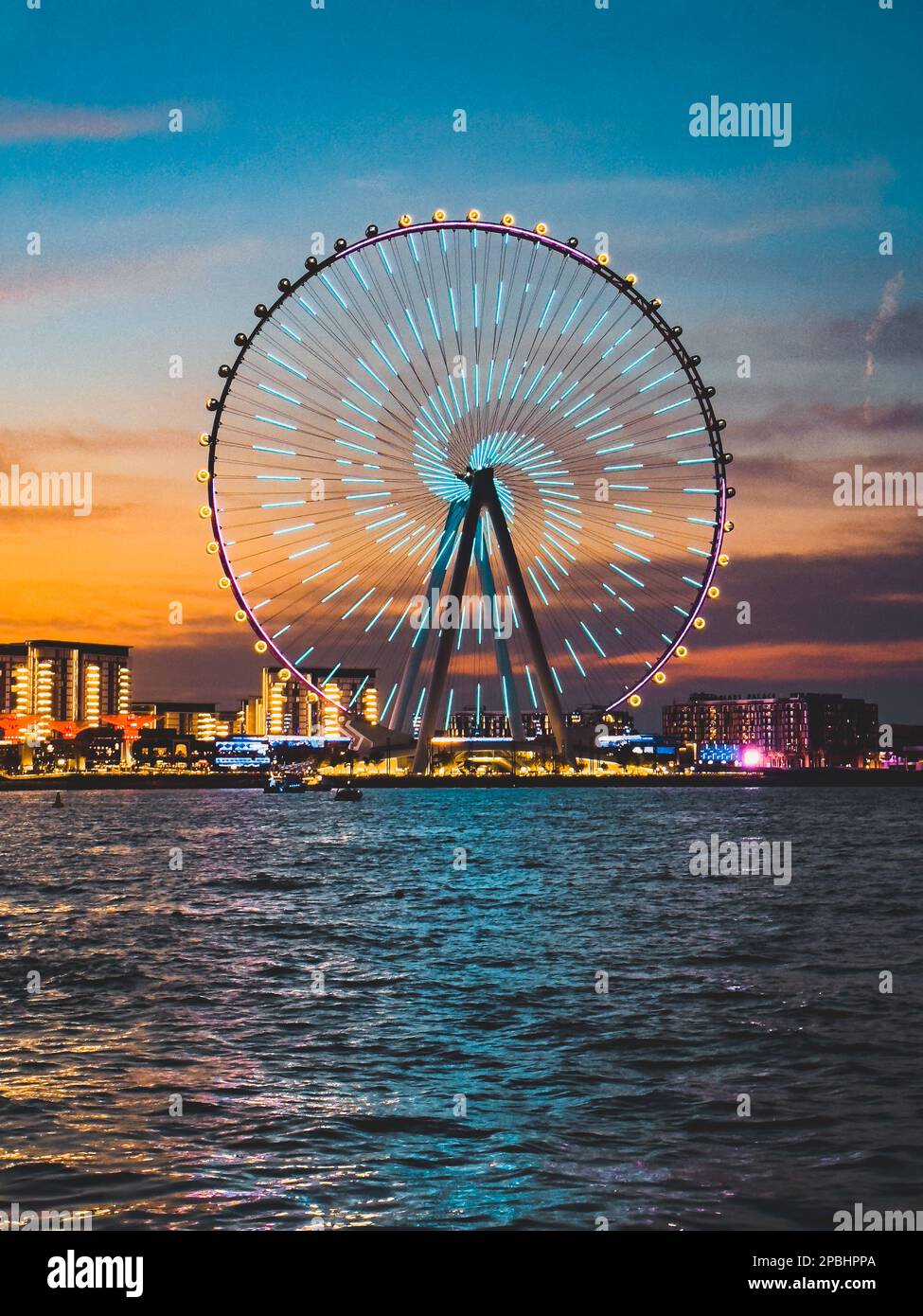 View of Marina JBR beach and the Ain Dubai Giant ferris Wheel in Meraas ...